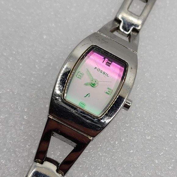 Fossil | Accessories | Fossil F2 Iridescent Pink Turquoise Tone Watch ...